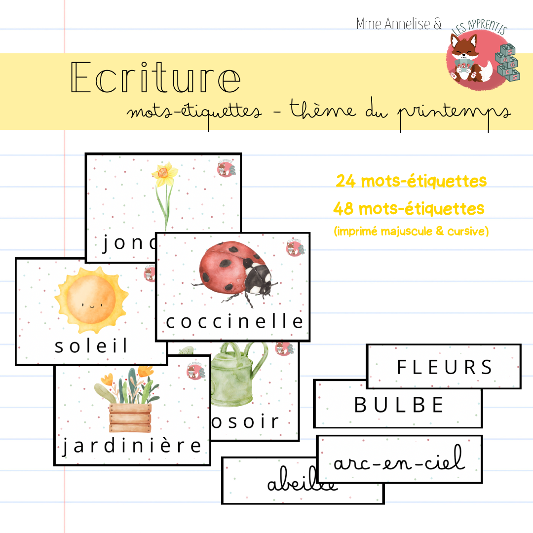 Mots-étiquettes - Le printemps - Les Apprentis-Sages
